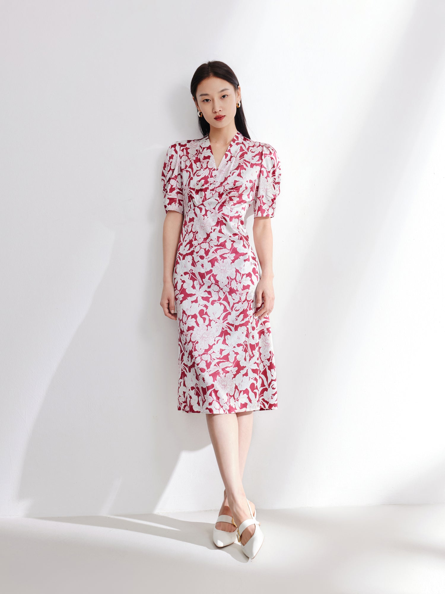 EP YAYING Silk Printed Dress