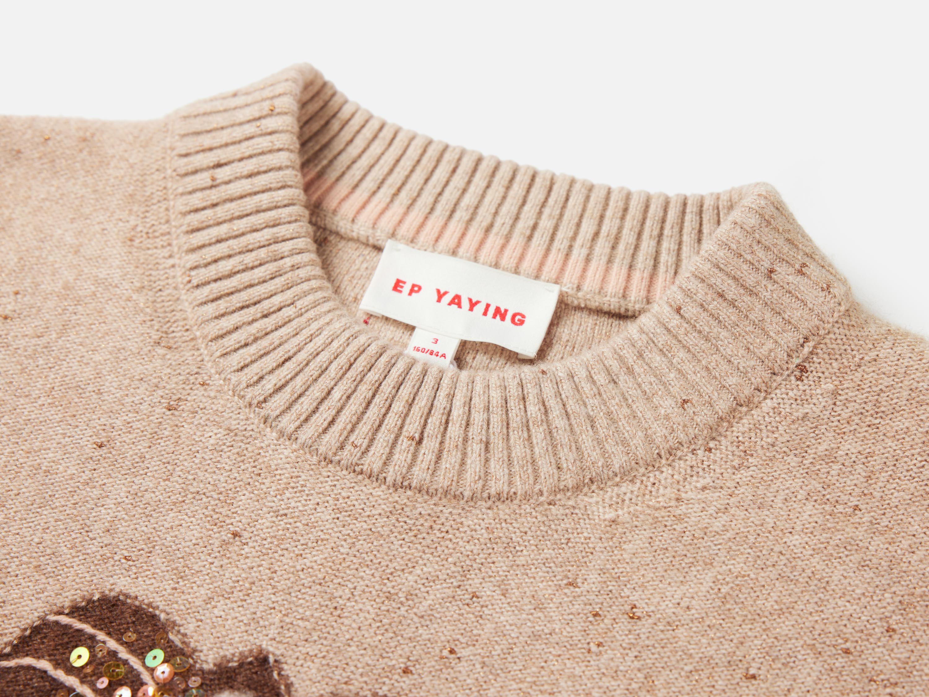 EP YAYING Round-neck Yak Wool Knit Top